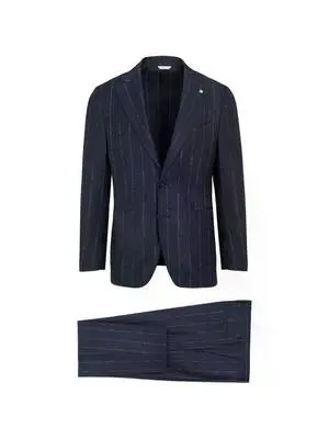 MANUEL RITZ Pinstripe-pattern Single-breasted Suit - Blue