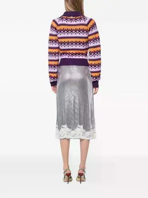 Rabanne Cardigan In Pink Vintage Jacquard Wool