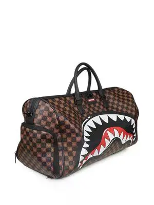 SPRAYGROUND Shark Mouth Checkered Holdall - Brown
