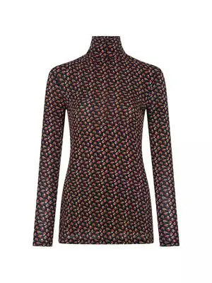 Rabanne Long Sleeved Top In Liberty Print Second Skin Jersey - Black