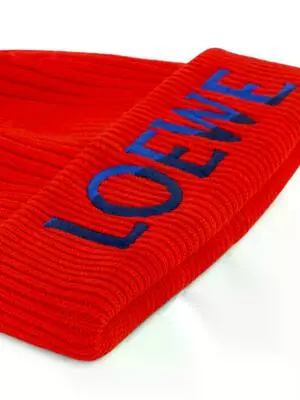 Loewe Logo-embroidered Ribbed-knit Beanie Hat