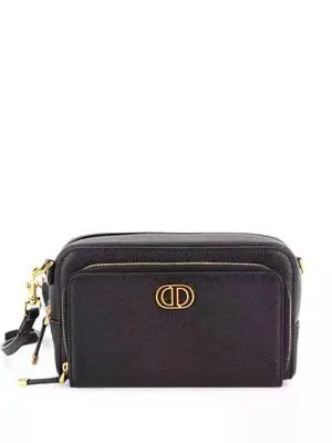 Dior Caro Double Pouch Leather Crossbody Bag - Black