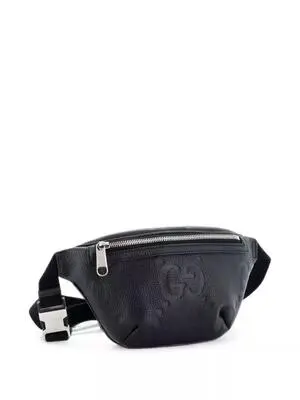 Gucci Jumbo Gg Embossed Leather Small Belt Bag - Black