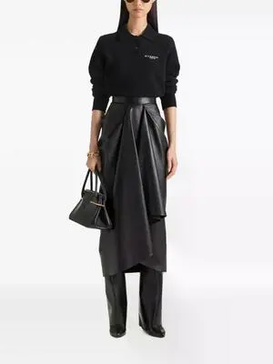 Givenchy Draped Midi Skirt In Nappa Leather