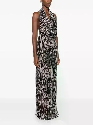 AMAZUIN Abstract-print Halterneck Maxi Dress