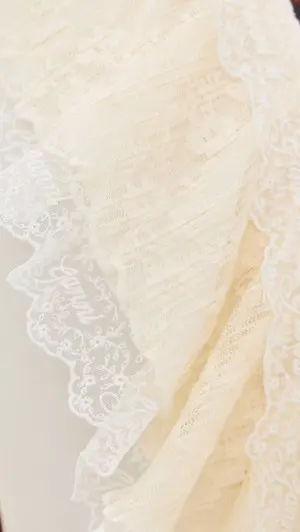 GANNI Fluid Satin Ruffle Lace Collar