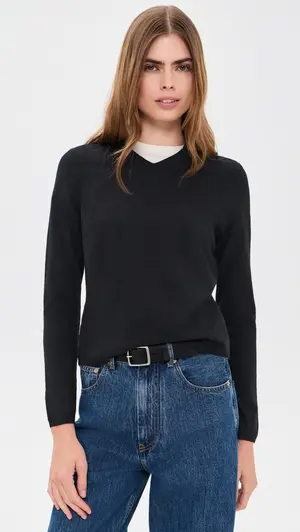 Vince High V Neck Polo - Black