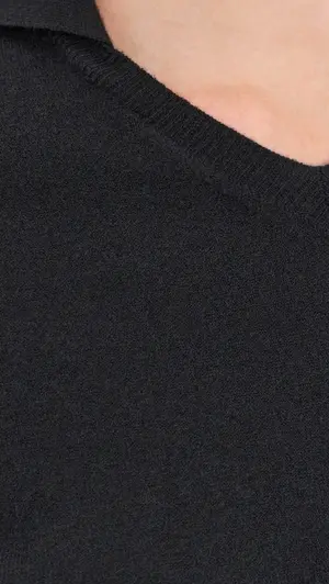Vince High V Neck Polo - Black