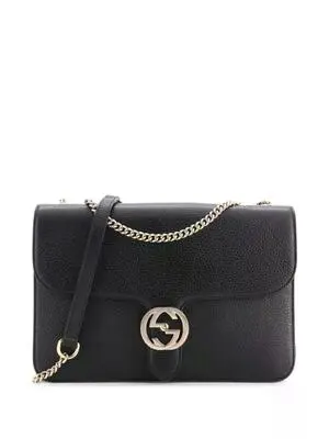 Gucci Interlocking Leather Medium Shoulder Bag - Black