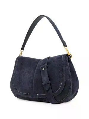 GIANNI CHIARINI Helena Round Calf Suede Large Shoulder Bag - Blue