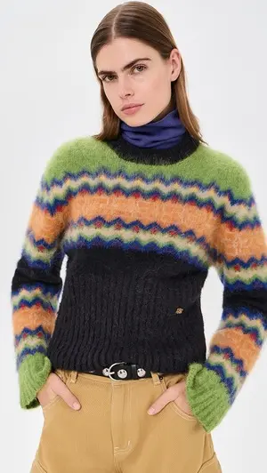 GANNI Brushed Alpaca Fair Isle Sweater