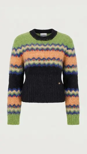 GANNI Brushed Alpaca Fair Isle Sweater