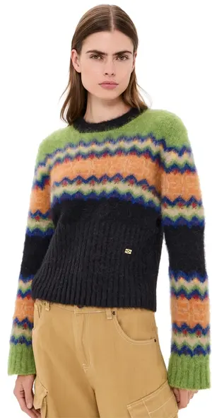 GANNI Brushed Alpaca Fair Isle Sweater - Multicolour