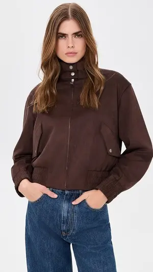 Rag & Bone Faux Suede Eliza Bomber Jacket
