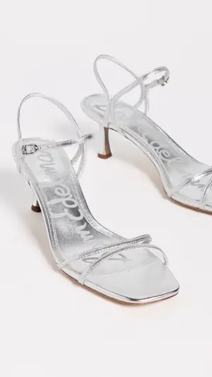 Sam Edelman Presley Strappy Kitten Heels - Soft Silver