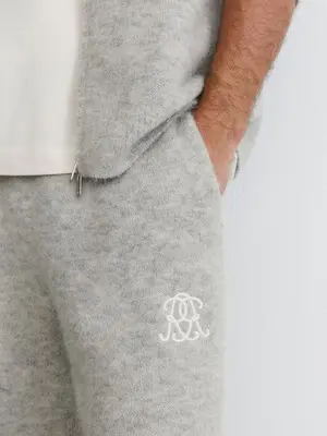 REISS Newby Monogram Brushed Wool-blend Relaxed Joggers