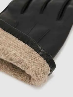 REISS Monty Nappa Leather Gloves - Black
