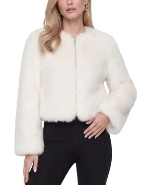 LYLA GRANT Faux Fur Fox Bolero - White