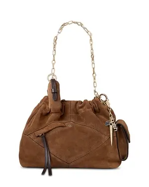 Ba&sh Mini Jun Crinkle Suede Tote - Brown