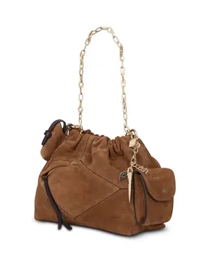 Ba&sh Mini Jun Crinkle Suede Tote - Brown