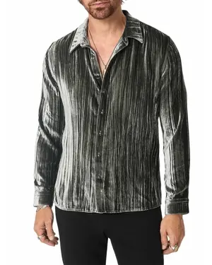 John Varvatos Batik Velvet Point Collar Shirt - Silver