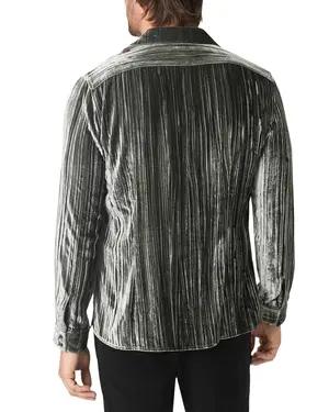 John Varvatos Batik Velvet Point Collar Shirt - Silver