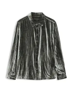 John Varvatos Batik Velvet Point Collar Shirt - Silver