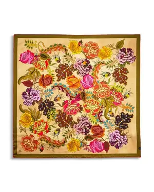 V. Fraas Floral Silk Square Scarf