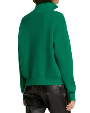 Sandro Mathea Wool Blend Half Zip Sweater - Green