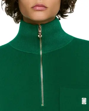 Sandro Mathea Wool Blend Half Zip Sweater - Green