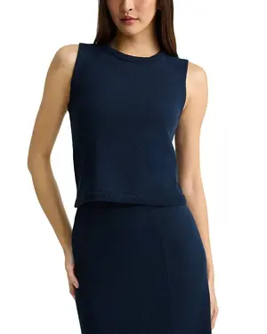 St. John Wool Blend Sleeveless Sweater - Midnight