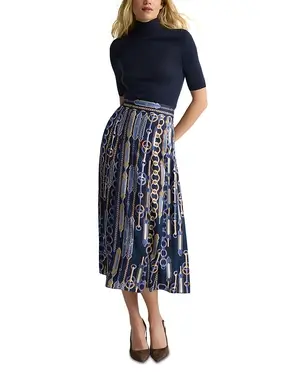 St. John A Line Midi Skirt - Midnight Multi
