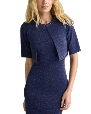 St. John Metallic Threaded Sleeveless Column Gown