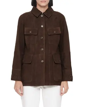 ALLSAINTS Roiya Suede Field Jacket - Fango Brown