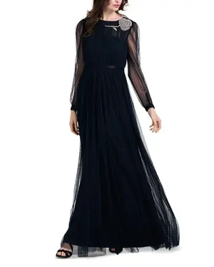 EMILY SHALANT Crystal Embellished Tulle Gown
