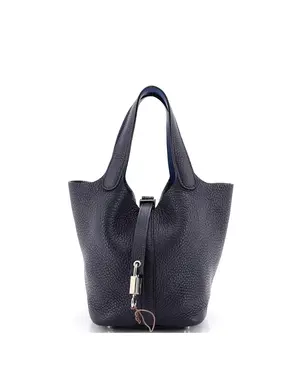 Hermès Pm Eclat Picotin Lock Bag Clemence - Navy Blue