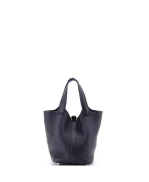 Hermès Pm Eclat Picotin Lock Bag Clemence - Navy Blue