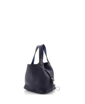 Hermès Pm Eclat Picotin Lock Bag Clemence - Navy Blue