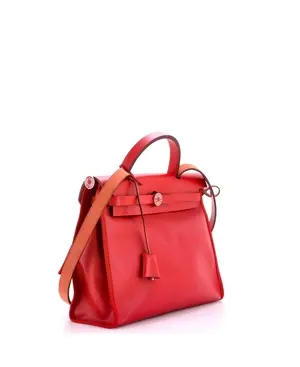 Hermès 31 Herbag Zip Berline Vache Canvas And Leather - Red