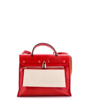 Hermès 31 Herbag Zip Berline Vache Canvas And Leather - Red