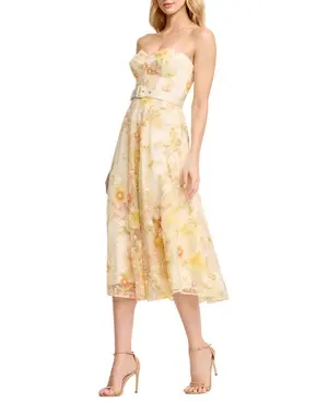 Dress The Population Mabel Sweetheart Bustier Belted Tea Dress