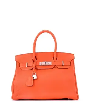 Hermès Birkin 30 Handbag Orange Togo With Palladium Hardware - Feu