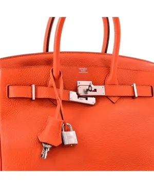 Hermès Birkin 30 Handbag Orange Togo With Palladium Hardware