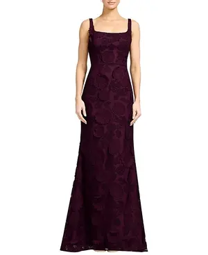 Dress The Population Lorena Embroidered Floral Mermaid Gown - Dark Cherry