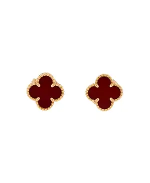 VAN CLEEF & ARPELS Sweet Alhambra Stud Earrings 18k Rose Gold And Carnelian - Pink