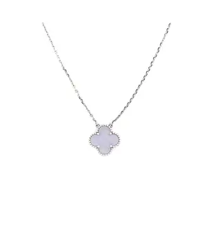 VAN CLEEF & ARPELS Vintage Alhambra Pendant Necklace 18k Gold And Chalcedony, 16.25 - White