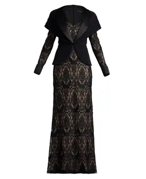 Tadashi Shoji Carlotta Lace Two-piece Illusion Gown