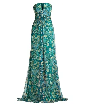 Tadashi Shoji Verica Floral Print Chiffon Gown