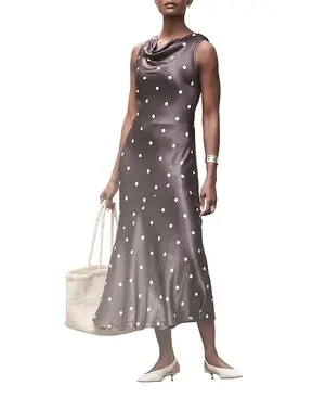 Mint Velvet Satin Polkadot Midi Dress