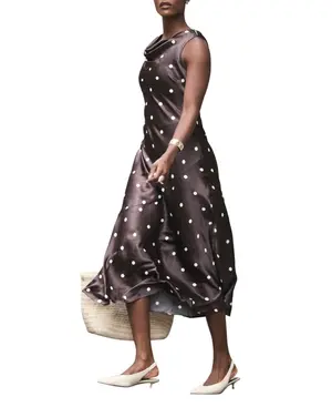Mint Velvet Satin Polkadot Midi Dress